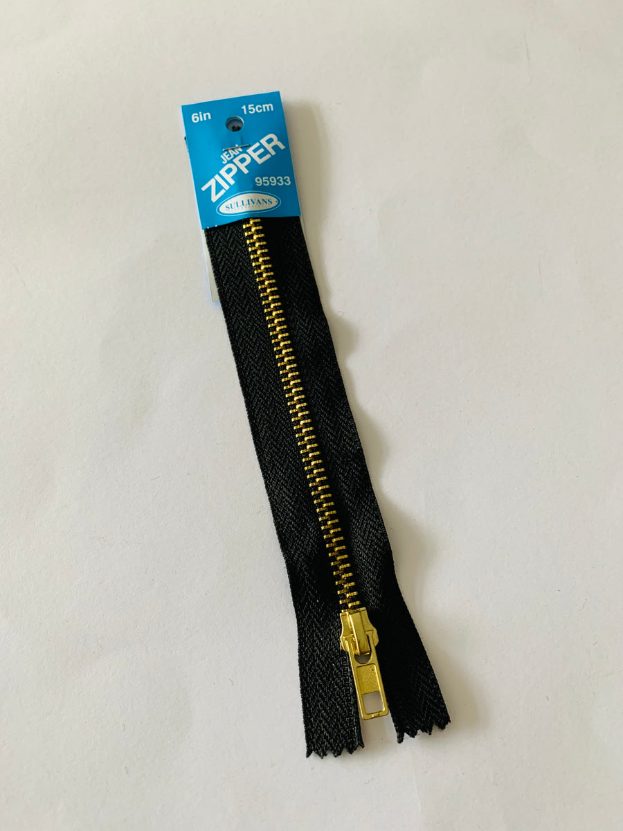 Sullivans Jean Zipper: Black 15cm – The Selvedge Society