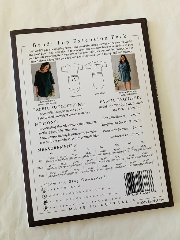 Sew To Grow Bondi top extension paper sewing pattern – The Selvedge Society